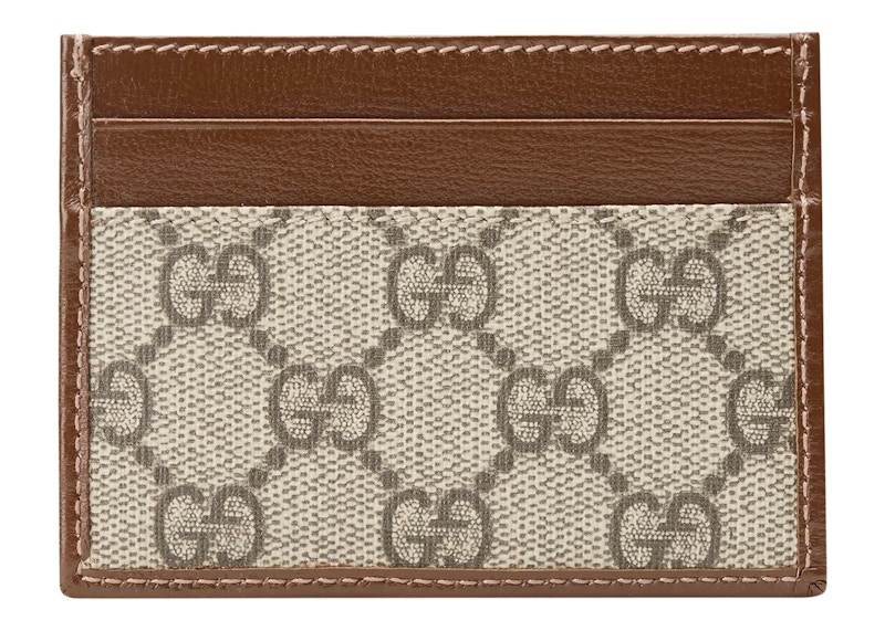 Gucci Card Case with Interlocking G Beige/Ebony in GG Supreme Fabric - US