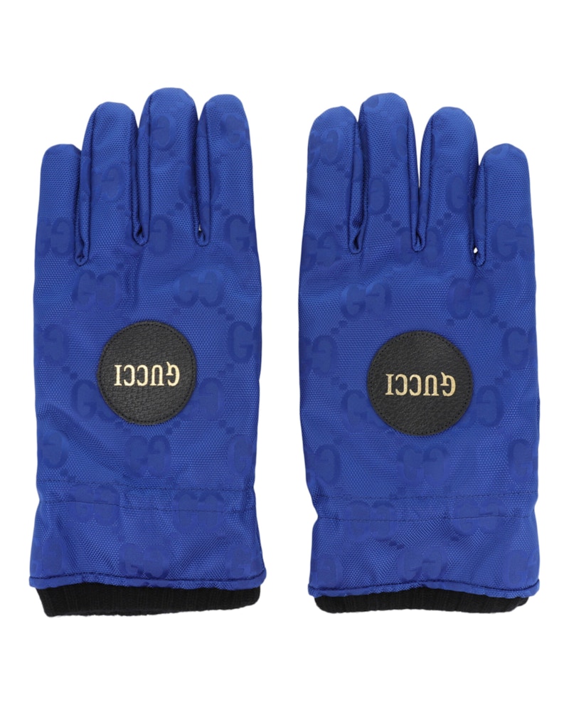 Gucci Cashmere Lined GG Monogram Gloves Bright Blue Men's - US