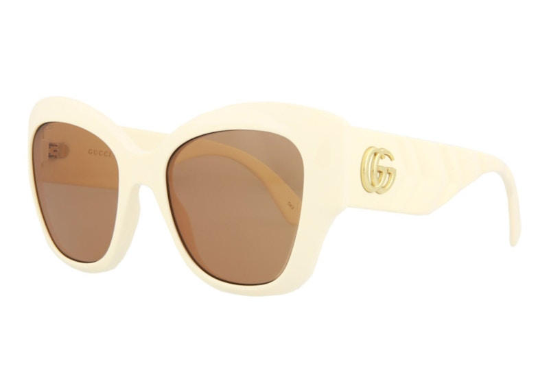 Gucci Cat Eye Sunglasses Ivory/Brown (GG0808S-30009479-002) in Acetate - GB