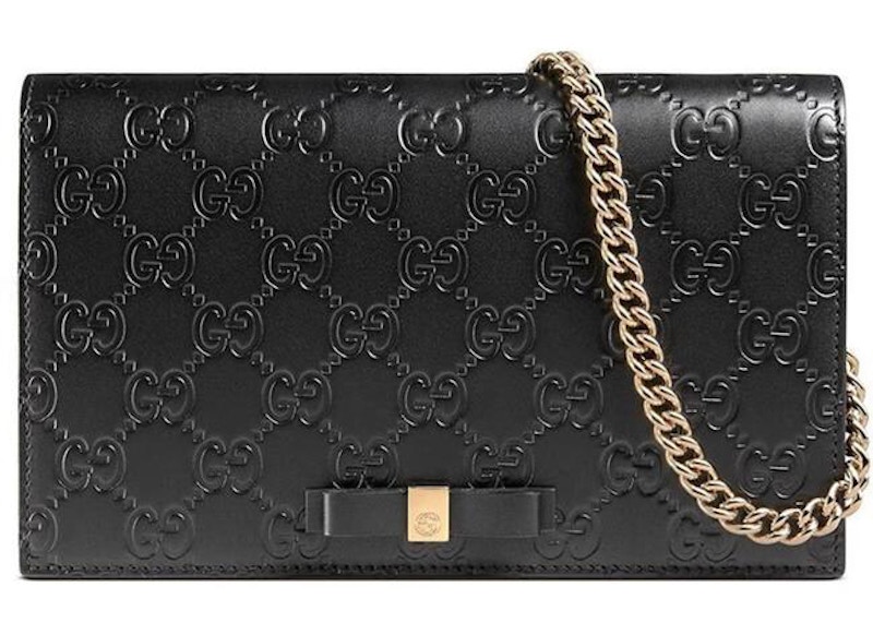 Gucci Chain Crossbody Mini Guccissima Black in Leather with Silver-tone