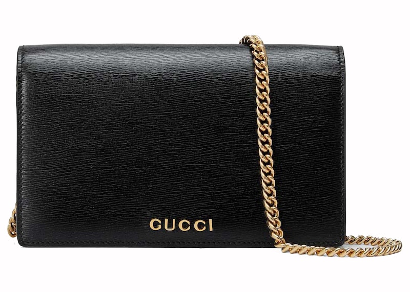 Gucci Chain Wallet Black in Leather with Gold-tone - US