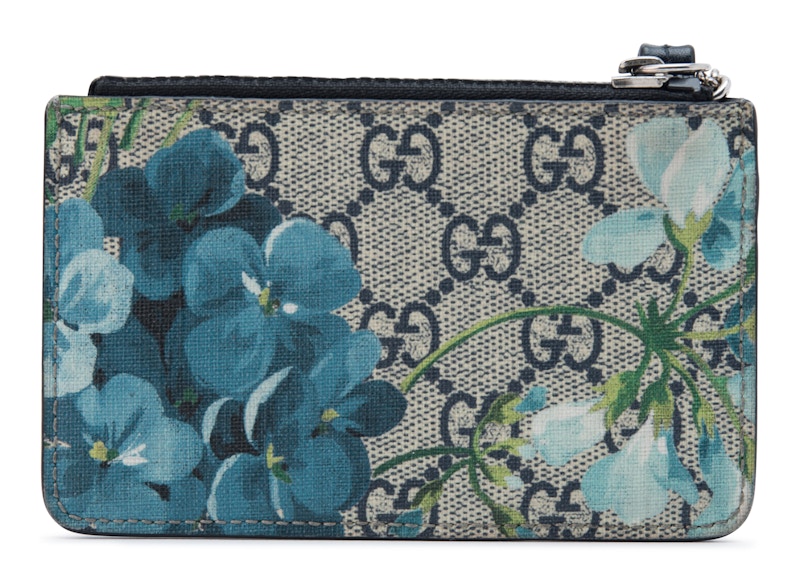 Gucci Coin Wallet Monogram GG Supreme Blooms Blue in Coated Canvas with ...