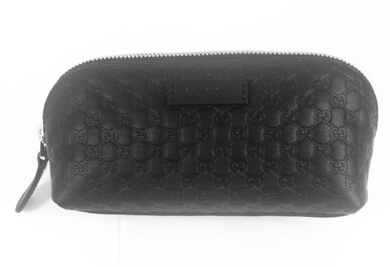 Gucci Cosmetic Case MicroGuccissima Nero in Leather with Gold-tone - US