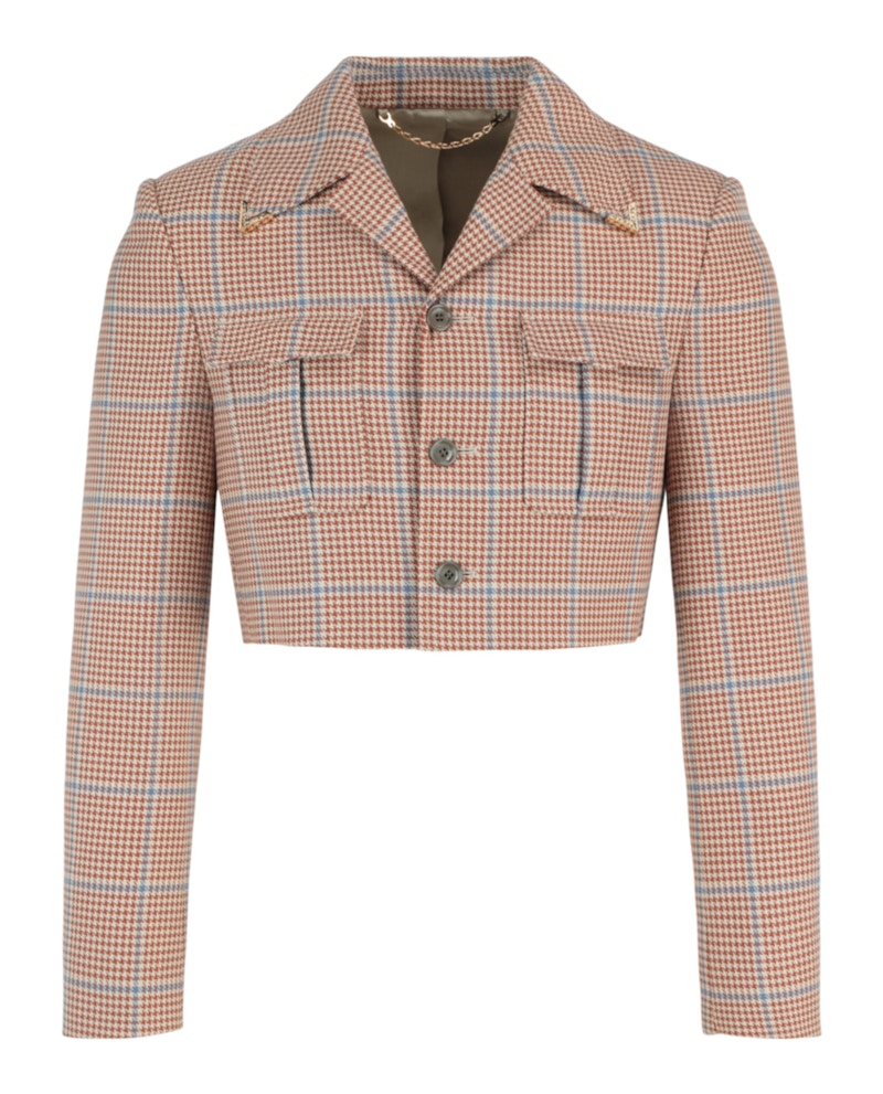 Gucci Cropped Houndstooth Jacket Medium Brown Men's - US