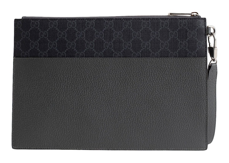 Gucci Cut out GG Pouch GG Supreme Grey/Black in Canvas/Leather with ...