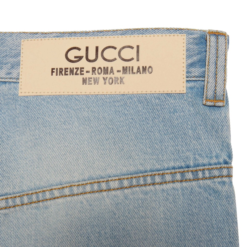 Gucci Denim Pant with Label Light Blue Men's - FW23 - US