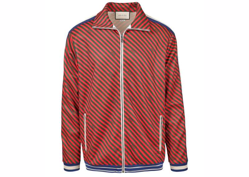 Gucci Diagonal Stripe Track Jacket Red/Green Men's - GB