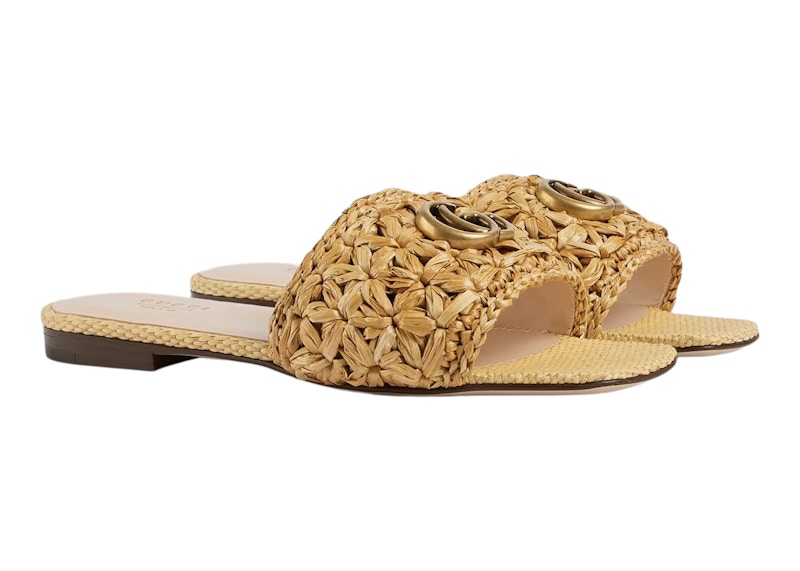 Gucci Double G Slide Sandal Woven Raffia - _703626 U4H00 9800 - GB