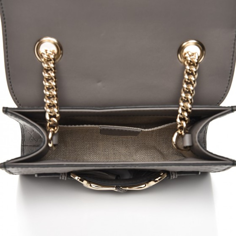Gucci Emily Chain Guccissima Mini Grey in Leather with Gold-tone - US