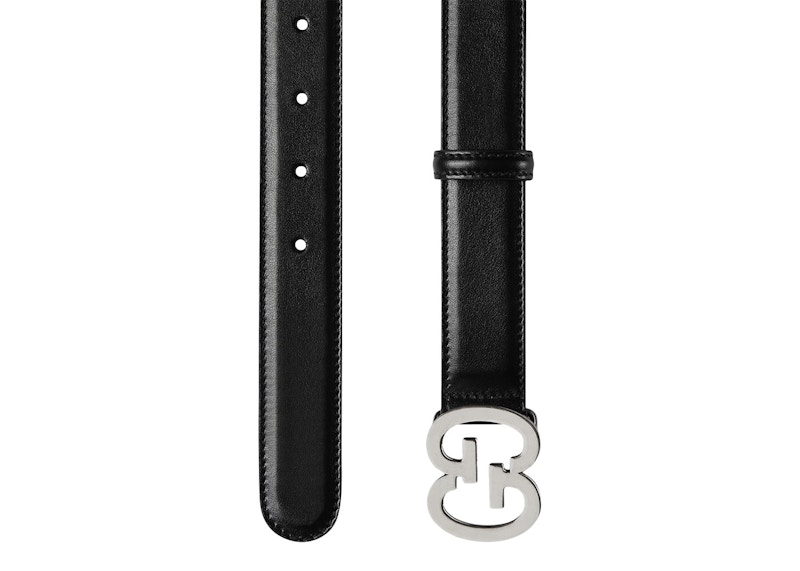 Gucci GG Buckle Belt Black in Leather with Palladium-tone - US