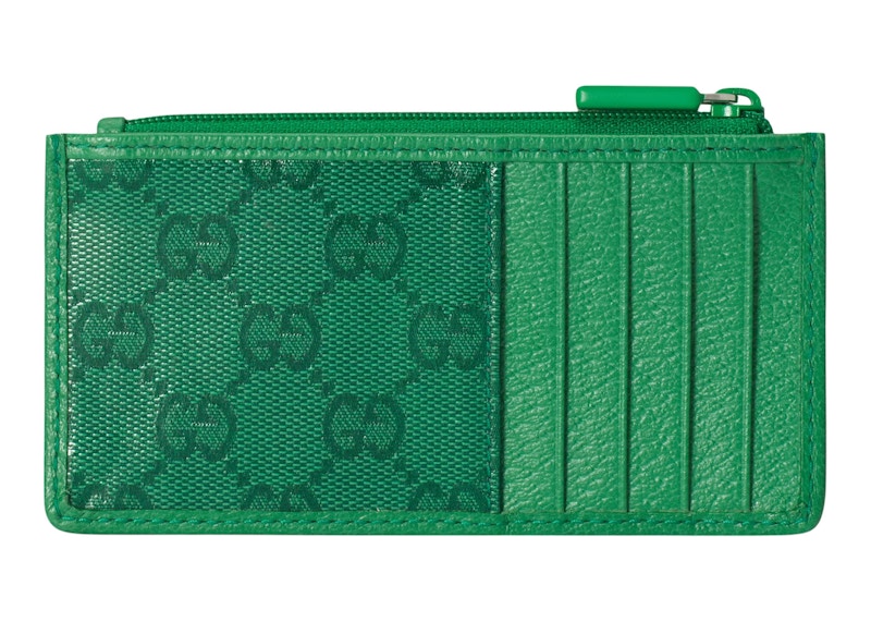 Gucci GG Crystal Card Case Green in GG Crystal Canvas with Palladium ...