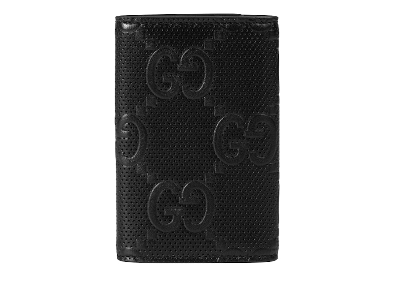Gucci GG Embossed Key Case Black in Leather with Silver-tone