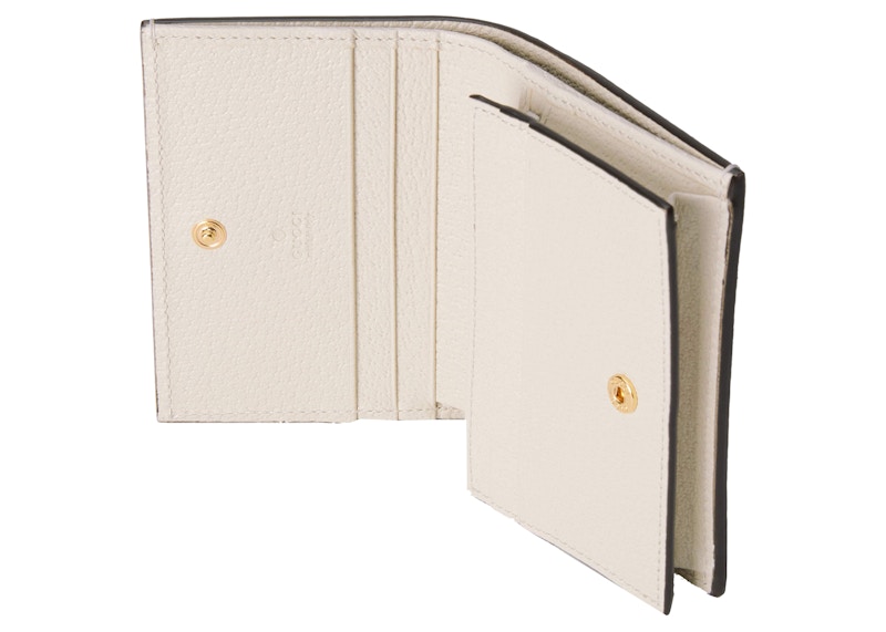 Gucci GG Marmont Berry Card Case Wallet White in Leather with Gold-tone ...