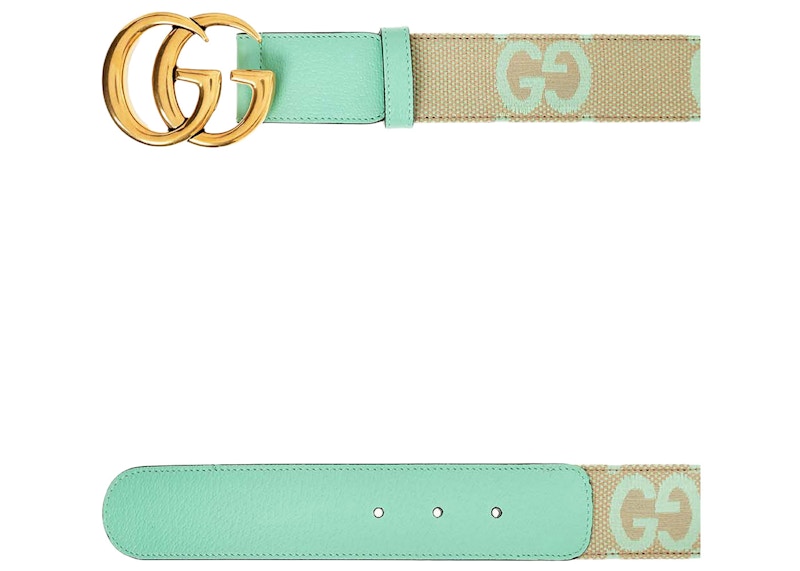Gucci GG Marmont Jumbo GG Belt Belt Mint Green in Leather - US