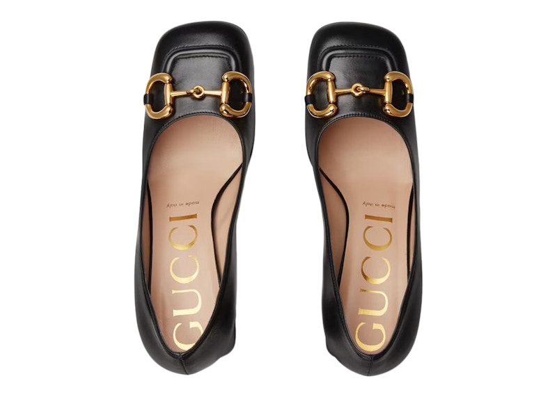 Gucci Horsebit 75mm Pump Black Leather - 643886 C9D00 1000 - US