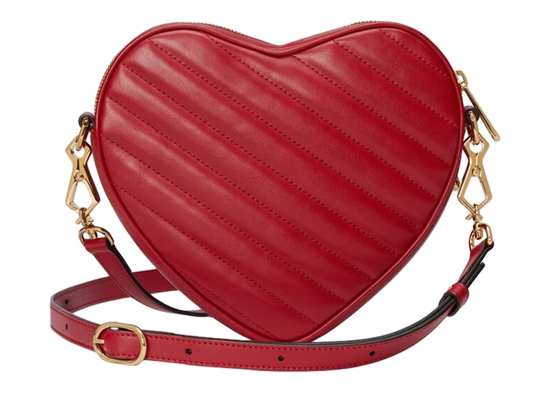 Gucci Interlocking G Mini Heart Shoulder Bag Red in Leather with Gold ...