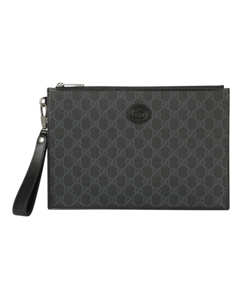 Gucci Interlocking G Pouch Black in Leather - JP