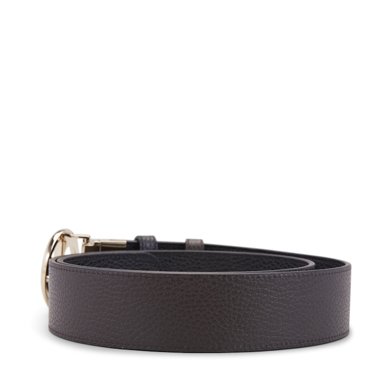 Gucci Interlocking G Reversible Belt 1.5W Black/Brown in Pebbled ...