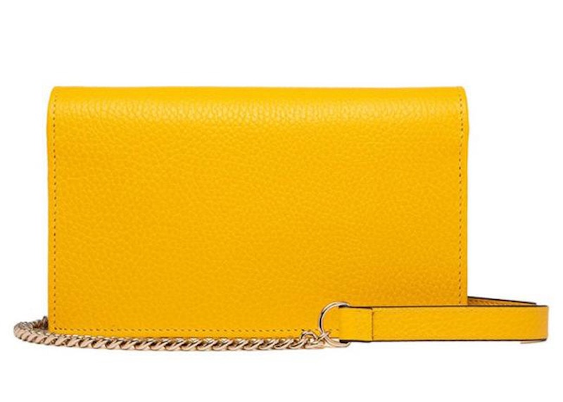 Gucci Interlocking GG Wallet on Chain Yellow in Leather with Silver ...