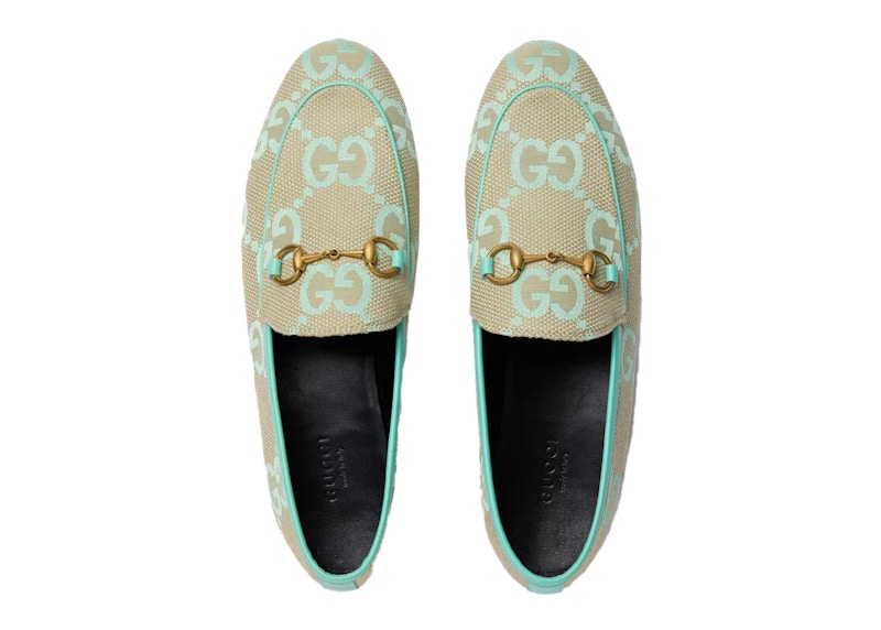 Gucci Jumbo GG Jordaan Loafer Beige Mint Green Canvas - 431467 FABB1 ...