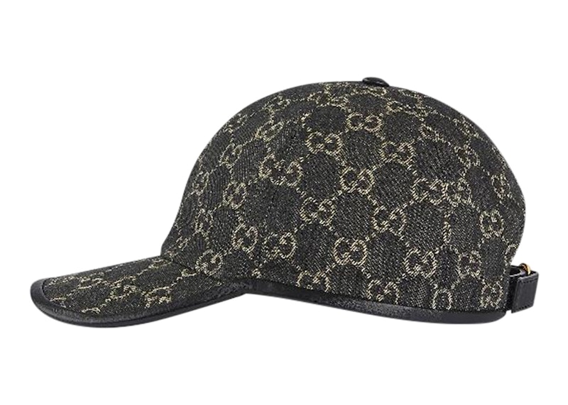 Gucci Logo Denim Baseball Cap Black Hombre - US
