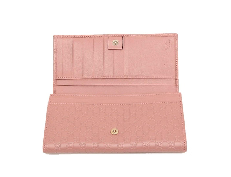 Gucci Continential Bifold Wallet Microguccissima Soft Pink in Leather ...