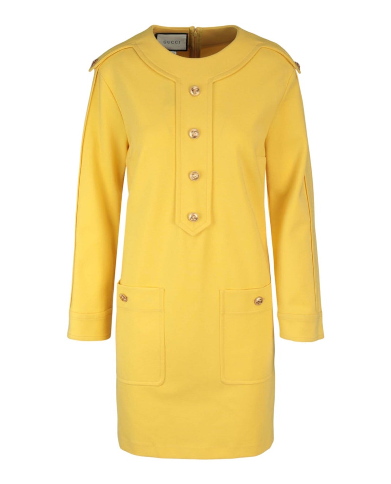 Gucci Long Sleeve Shift Dress Lemon - US