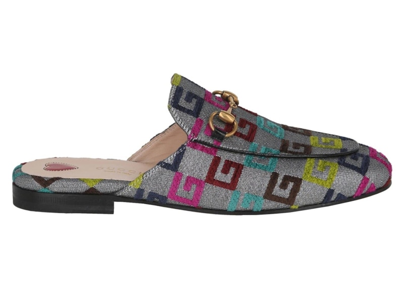 Gucci Lurex Embroidered Princetown Mules Silver (Women's) - 475094 ...
