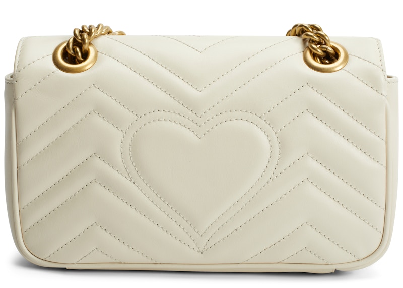 Gucci GG Marmont Matelasse Mini White in Leather with ANTIQUE GOLDTONE - US