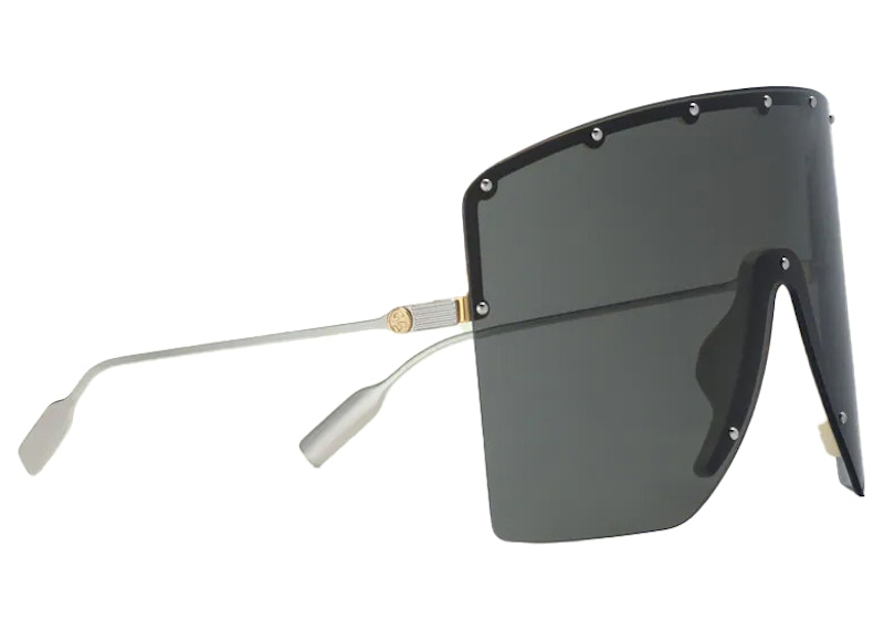 Gucci Mask-Shaped Sunglasses Black/Silver (705386 I3330 8012) in Metal ...