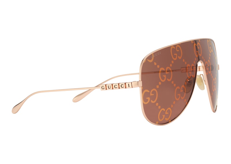 Gucci Mask Sunglasses Shiny Rose Gold-Toned Metal Frame ( in Metal - GB