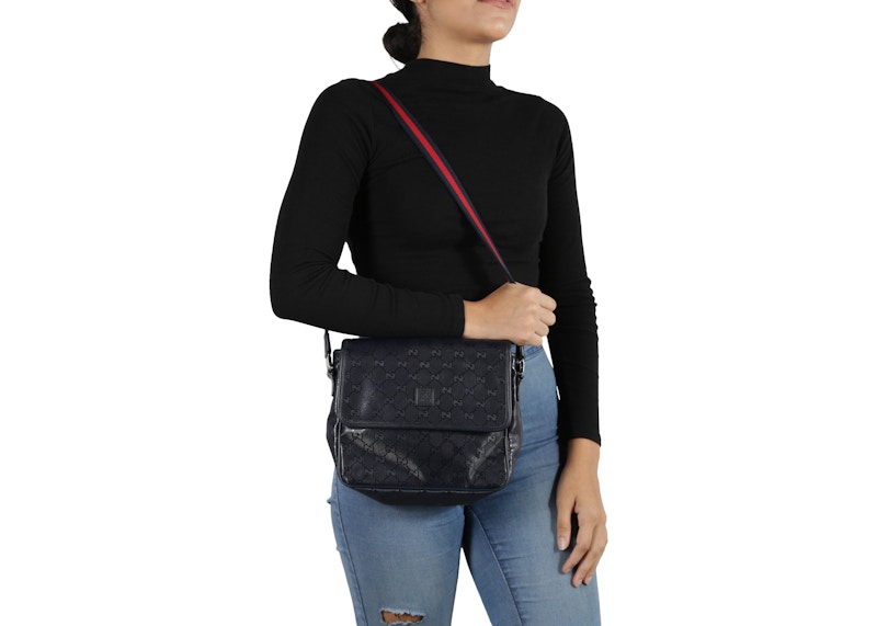 Gucci Messenger GG Imprime Web Strap Small Navy Blue in Imprime with ...