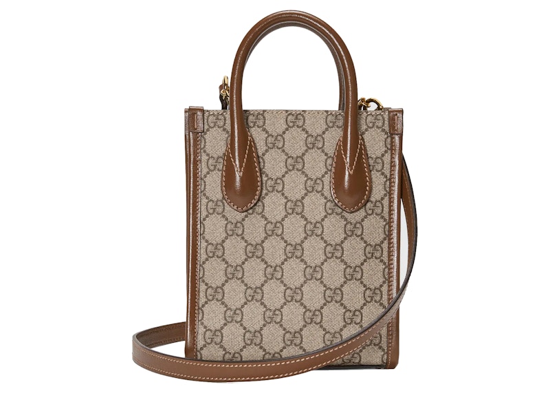 Gucci Mini Tote Bag with Interlocking G Beige/Ebony in Canvas with Gold ...