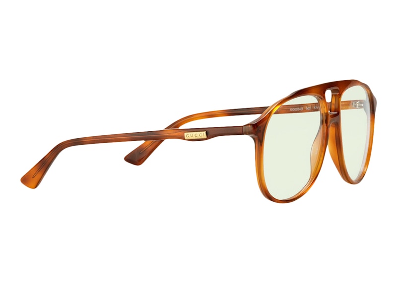 Gucci Navigator Frame Sunglasses Shiny Light Tortoiseshell/Light Yellow ...