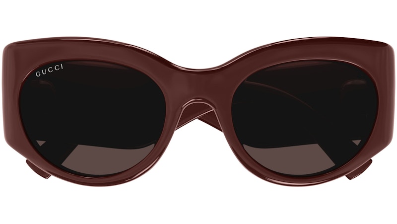 Gucci Oval Sunglasses Burgundy/Brown (GG1544S-002) in Acetate - US