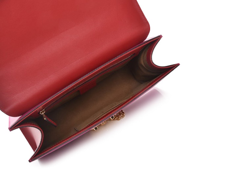 Gucci Padlock Medium Rosette Fuchsia/Hibiscus Red in Calfskin with Gold ...