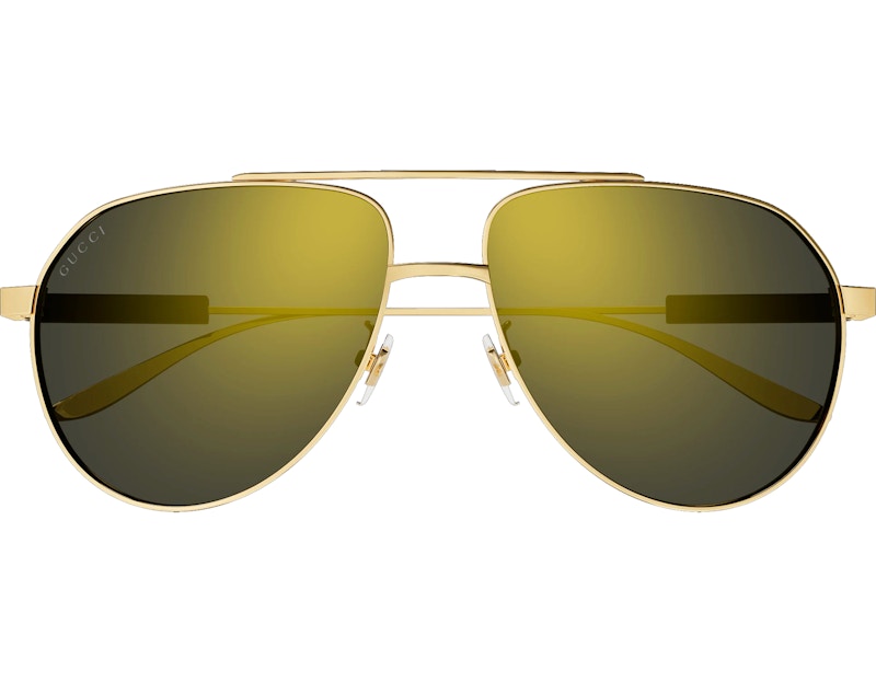 Gucci Pilot Mirrored Sunglasses Yellow/Gold (GG1311S-002-61) in Metal - US