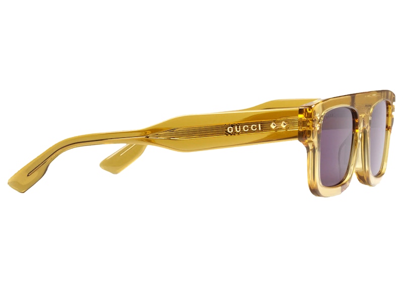 Gucci Rectangular Frame Sunglasses Yellow (691368 J0744 7023) in Bio ...