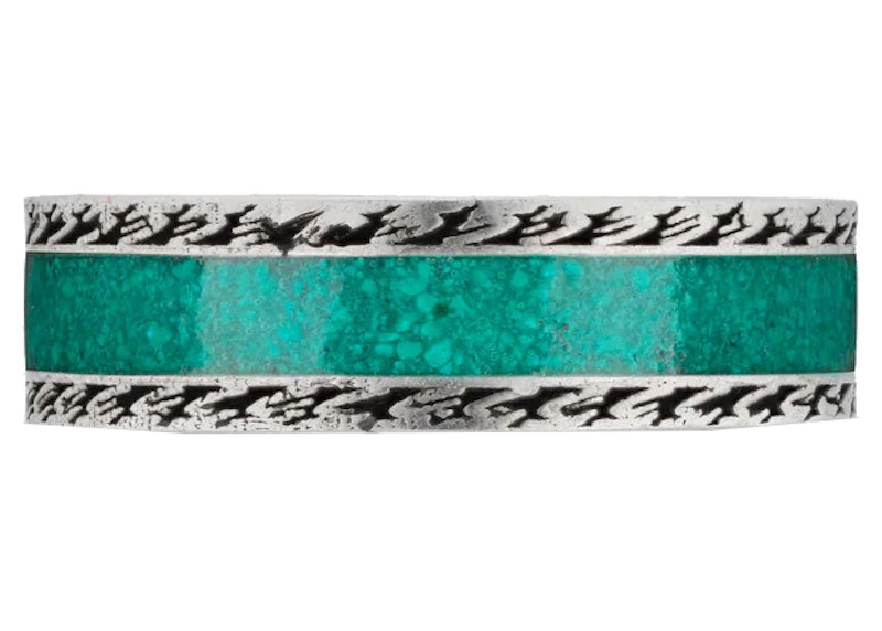 Gucci Ring With Interlocking G Turquoise Enamel Silver in 925 Sterling ...