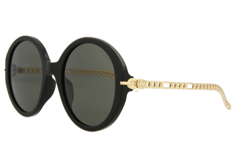 Gucci Round-Frame Acetate Sunglasses Black/Gold/Grey (GG0726S-30008878 ...