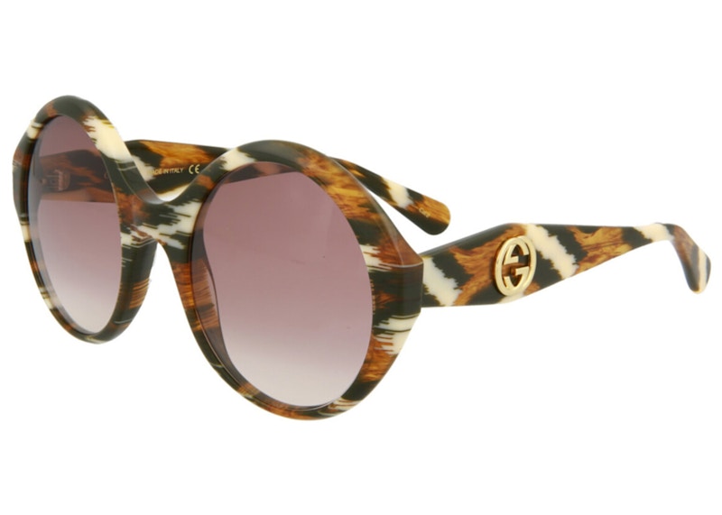 Gucci Round-Frame Acetate Sunglasses Havana/Red (GG0797S-30009464-004 ...