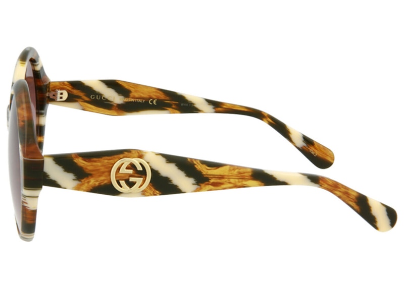 Gucci Round-Frame Acetate Sunglasses Havana/Red (GG0797S-30009464-004 ...