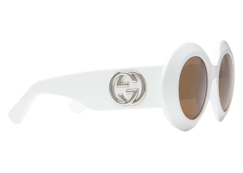 Gucci Round-Frame Sunglasses White (779491 J0740 9223) in Acetate - US