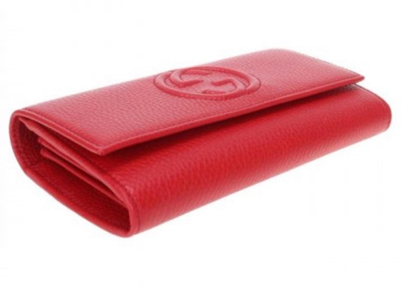 Gucci Soho Interlocking GG Logo Clutch Red in Leather with Gold-tone - US