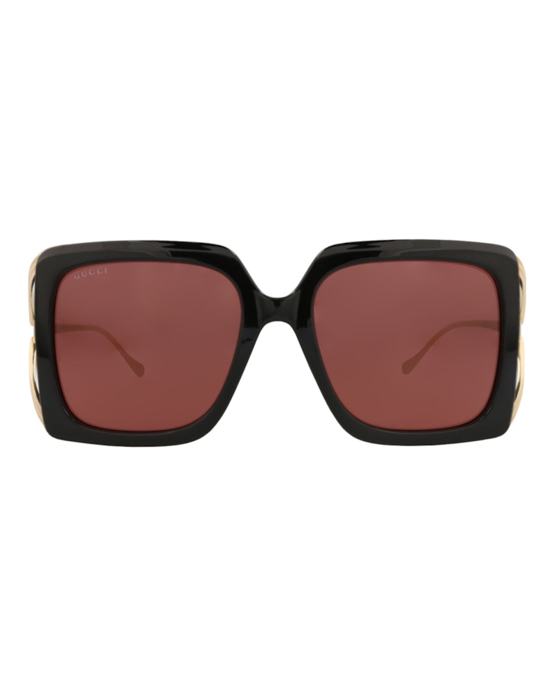 Gucci Square-Frame Injection Sunglasses Black Gold Red (GG1324S ...