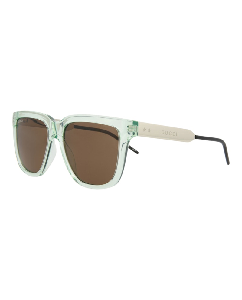 Gucci Square Rectangle Sunglasses Green/Silver/Brown (GG0976S-30011149 ...