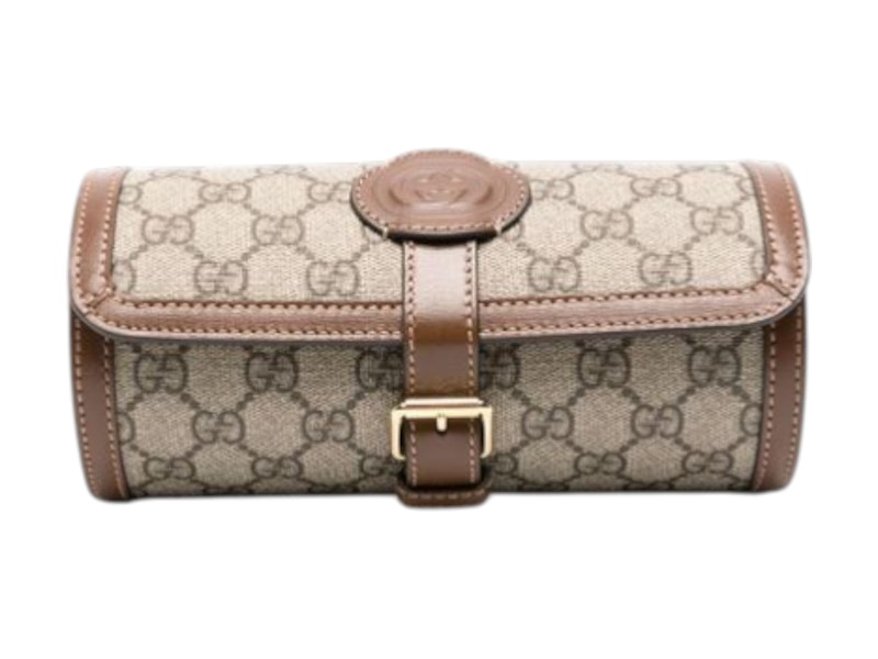 Gucci Supreme Monogram Watch Role Bag Brown in Canvas/Leather - US