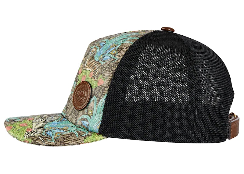 Gucci Tiger Baseball Hat Beige/Ebony in Canvas/Mesh with Gold-tone - US