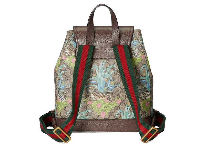 Gucci Tiger GG Backpack Beige/Ebony in Canvas/Leather with Gold-tone - US