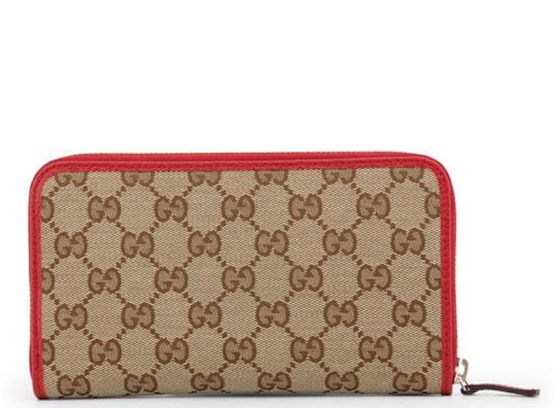 Gucci Zip Around Wallet GG Supreme Red Lining in Canvas/Leather with ...